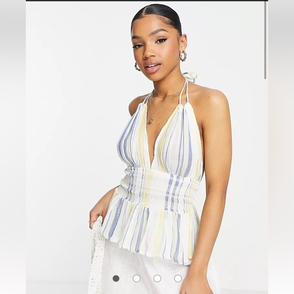 ASOS | Tops | Asos Halter Neck Low Back Striped Top 4 | Poshmark